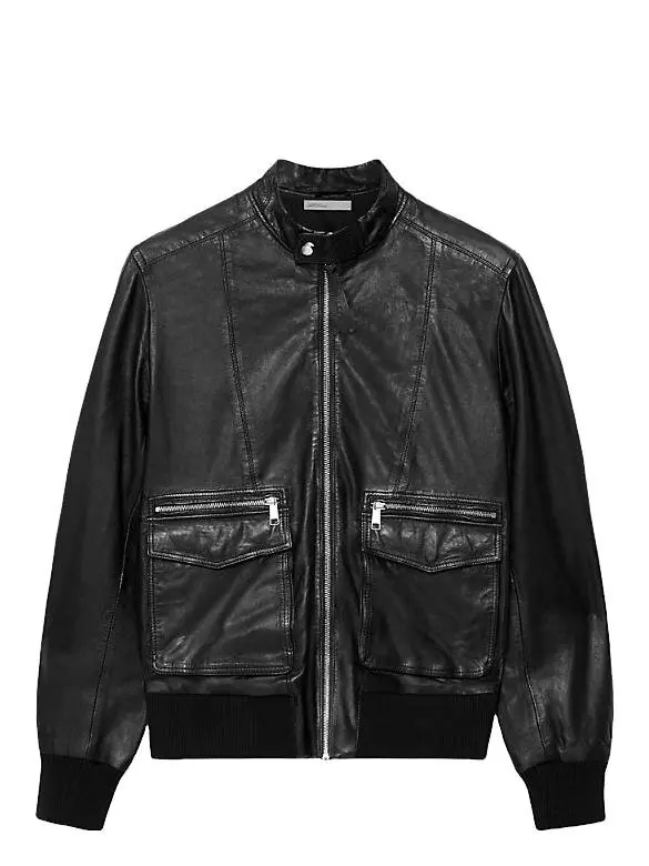 ALLSAINTS Hiro Zip-up Leather Bomber Jacket - Black