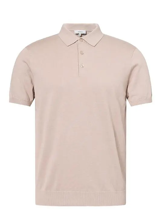 ARNE Ribbed-trim Cotton Polo Shirt - Stone