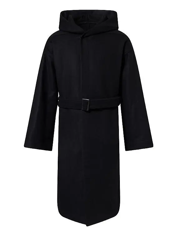 Rick Owens Tower Belted Wool Coat - Black