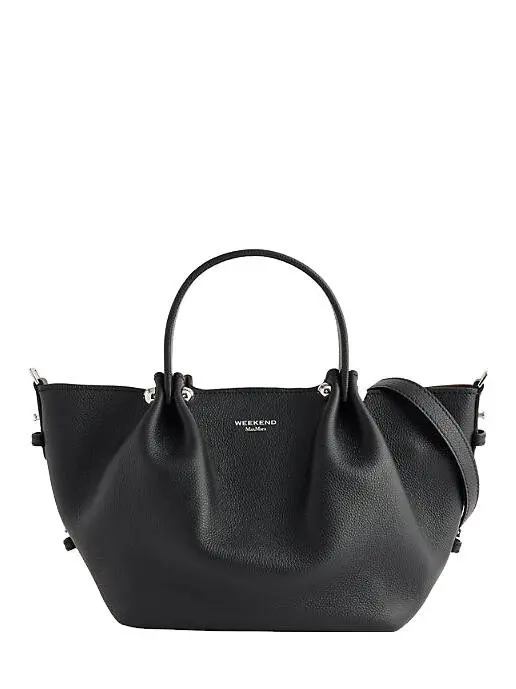 Max Mara Logo-embossed Leather Handbag - Black