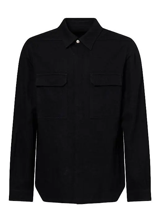 Rick Owens Regular-fit Flap-pocket Cotton-and-wool Shirt - Black