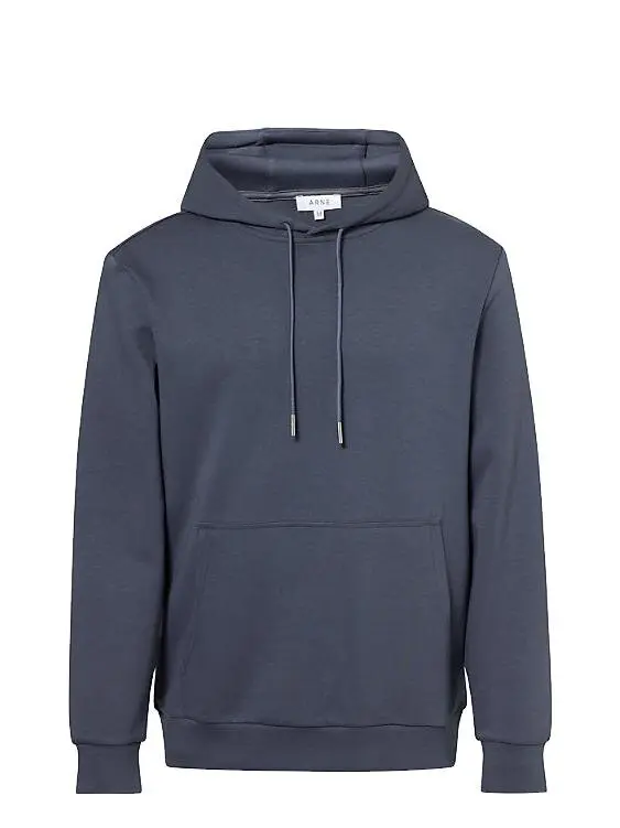 ARNE Interlock Stretch-jersey Hoody - Slate Blue