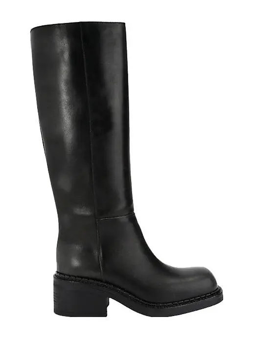 Steve Madden Davos Heeled Leather Knee-high Boots - Black/comb