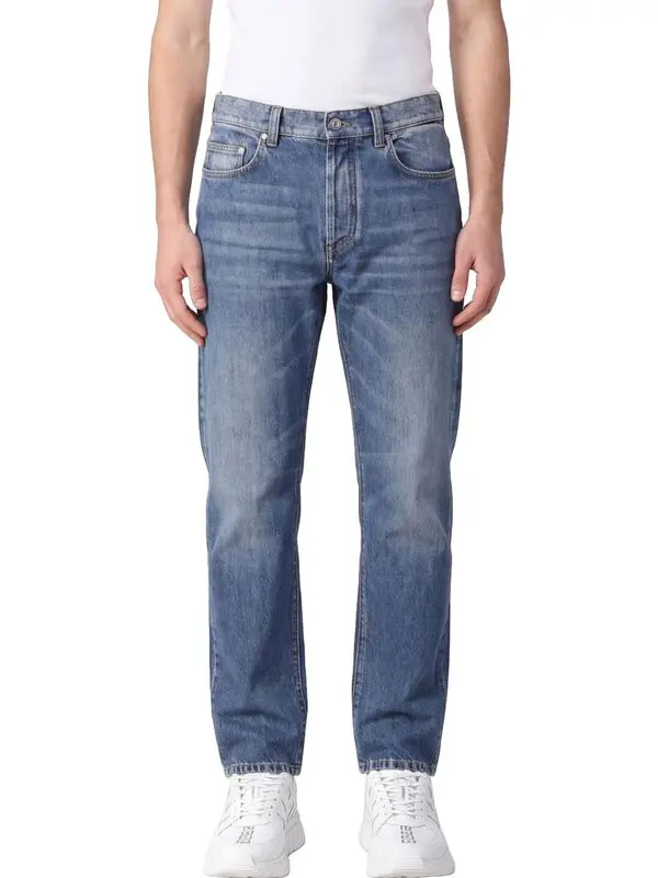 Versace Straight Fit Five-pocket Cotton Denim Jeans - Blue