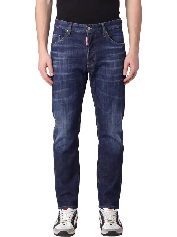 Dsquared2 Bro Mid-rise Straight Fit Jeans In Stretch Cotton Denim - Blue