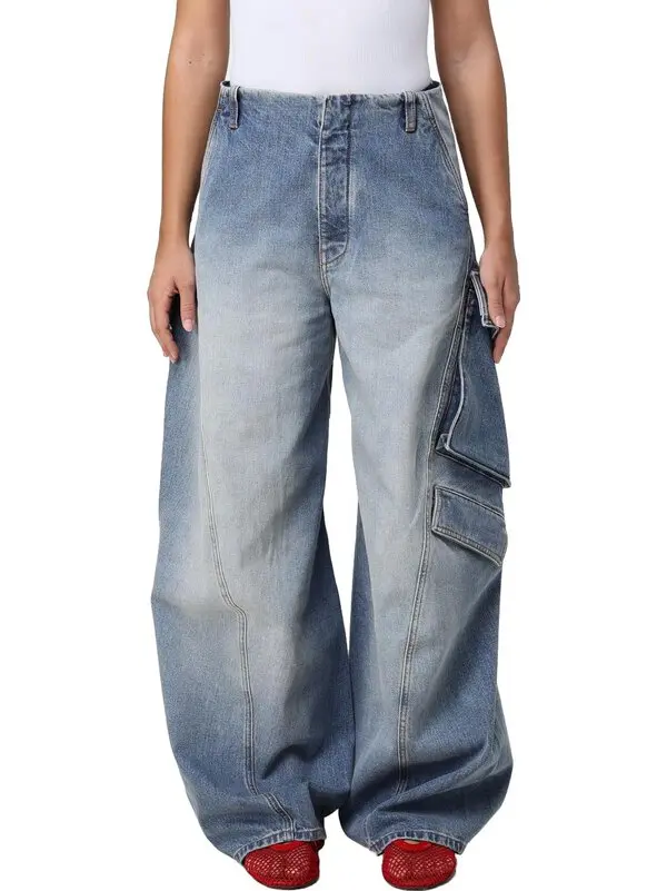 Alaïa Mid-rise Wide-leg Cargo Jeans In Cotton Denim - Navy