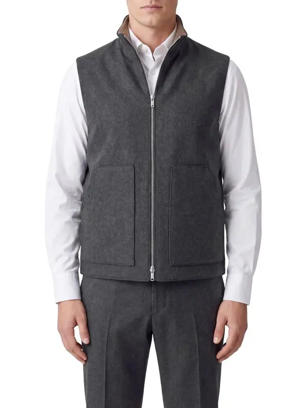 LARDINI High-neck Knitted Wool Gilet With Zip Closure - Grey