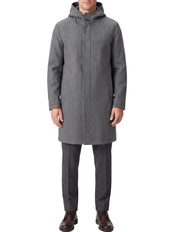 LARDINI Single-breasted Wool Coat With Hood And Concealed Fastening - Grey