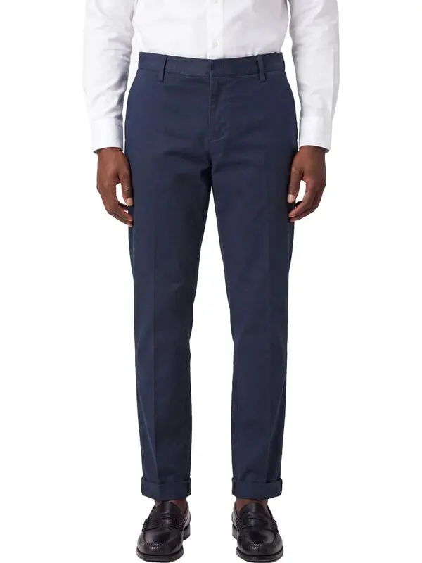 DONDUP Slim Fit Cuffed Stretch Cotton Chino Trousers - Blue