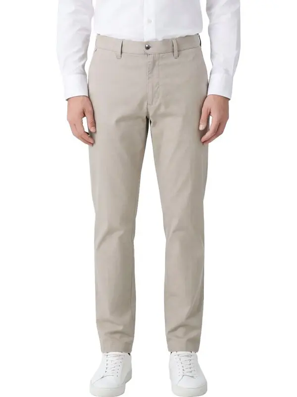 SLOWEAR Slim Fit Stretch Cotton Chino Trousers With Slash Pockets - Beige