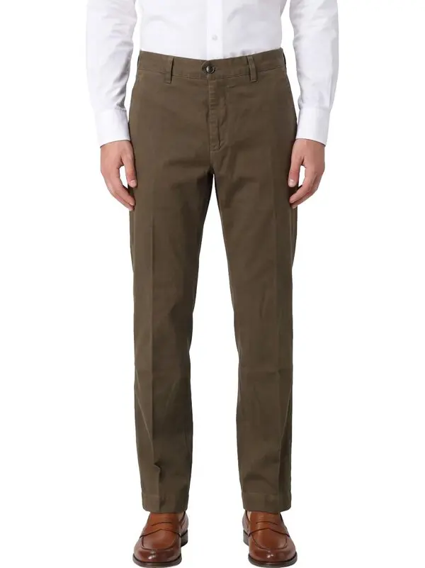 SLOWEAR Slim Fit Stretch Cotton Chino Trousers With Slash Pockets - Green