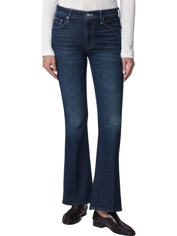 MOTHER Slim Fit Flared Jeans In Mid-rise Cotton With Five Pockets - Denim