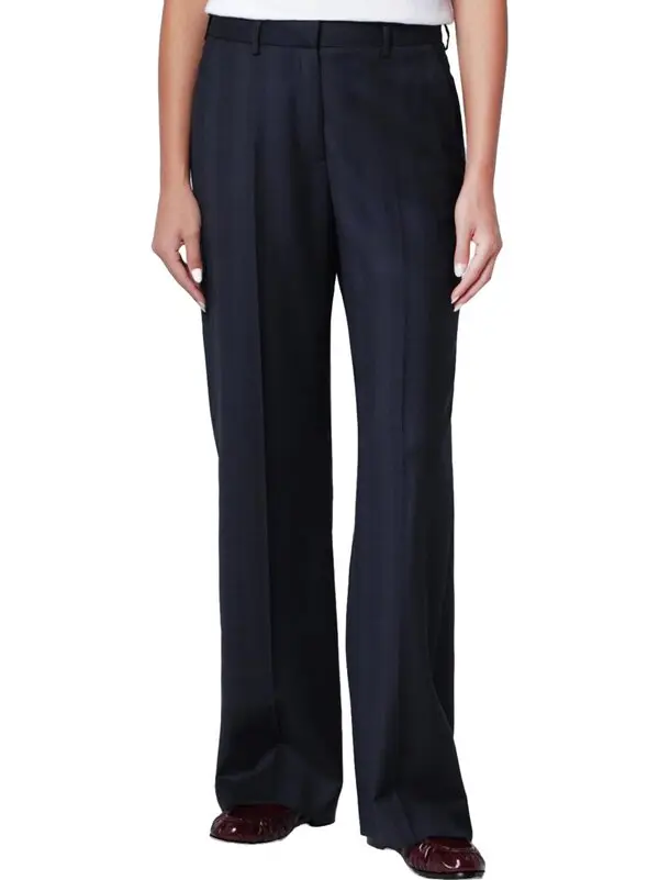 BLAZÉ MILANO Low-waisted Virgin Wool Wide-leg Palazzo Trousers - Blue