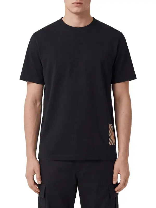 Burberry Cotton T-shirt With Contrast Embroidered Ekd Logo - Black