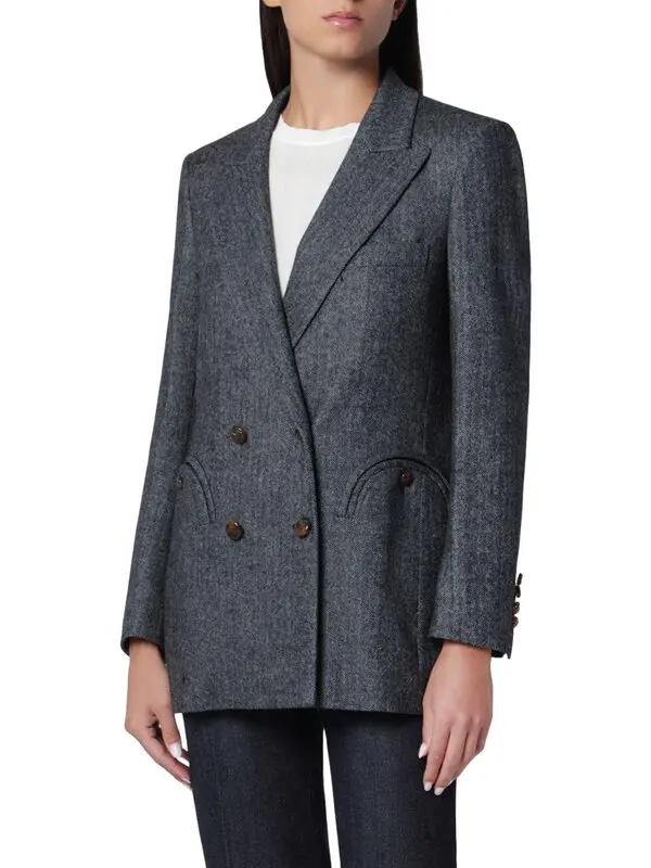 BLAZÉ MILANO Double-breasted Peak Lapel Wool-blend Blazer - Black