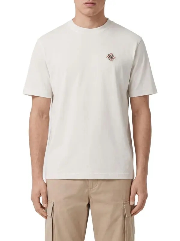 Burberry Crewneck Cotton T-shirt With Equestrian Knight Logo - White
