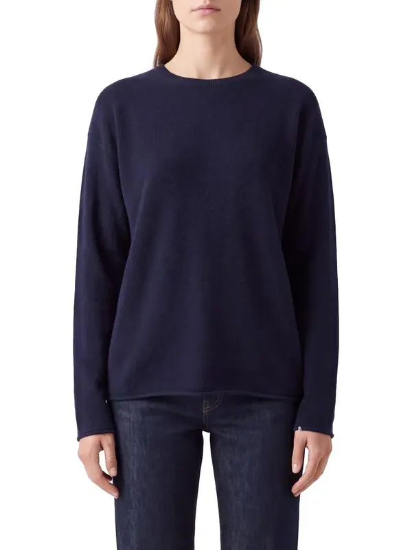 Extreme Cashmere Crew Neck Jumper In Cashmere Blend With Dropped Shoulders - Blue