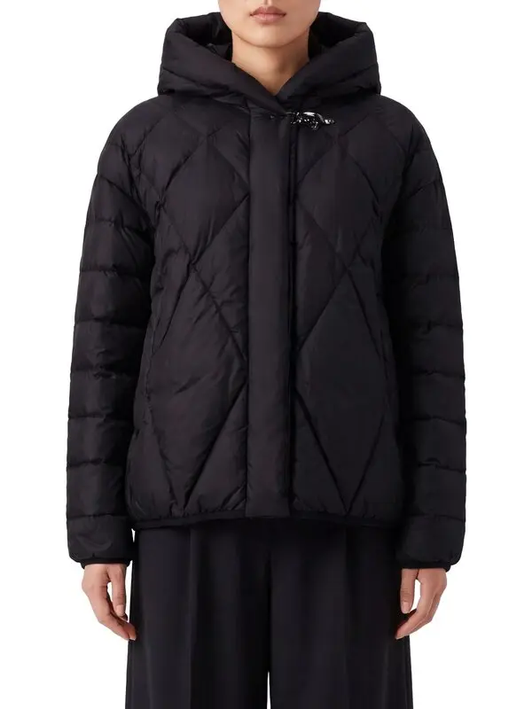 FAY Quilted Nylon Puffer Jacket With Hood And Iconic Toggles - Black