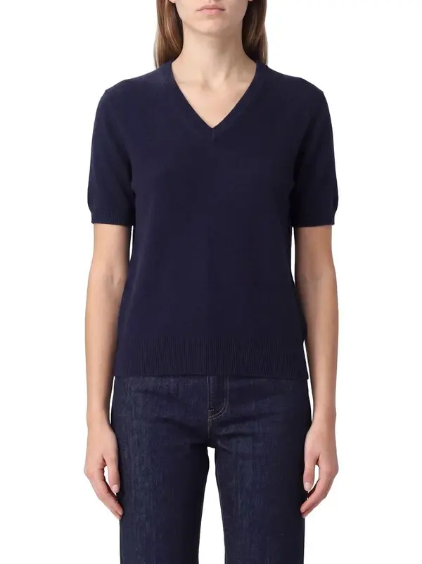 Extreme Cashmere V-neck Cashmere-blend Short-sleeved Jumper - Blue