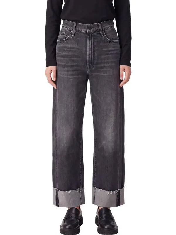 MOTHER The Half Pipe High-waisted Cotton Denim Baggy Jeans - Black