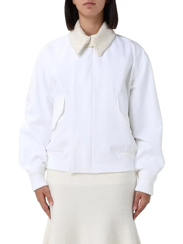 Bottega Veneta Cotton Shirt-style Bomber Jacket With Fur Collar - White