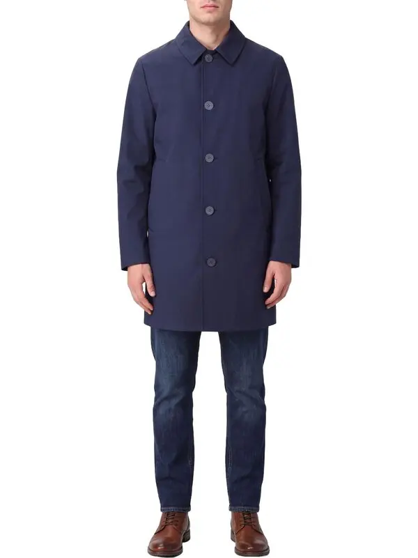 RRD Single-breasted Knee-length Trench Coat In Technical Fabric - Blue