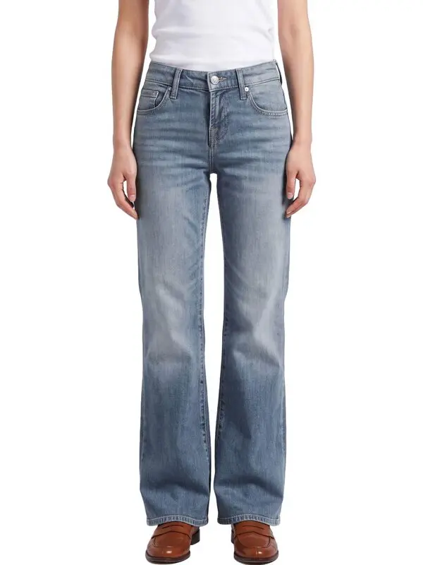 7 For All Mankind Low Flare Mid-rise Flared Jeans In Denim - Blue