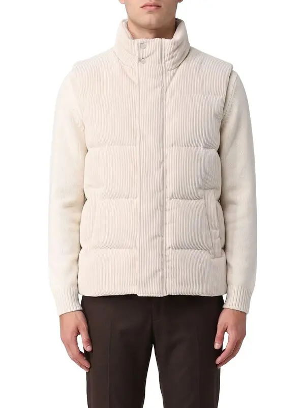 Herno Quilted Velvet Padded Gilet With High Neck - White