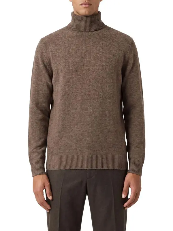 BALLANTYNE Long-sleeved Bouclé Effect Wool-blend Turtleneck Jumper - Natural