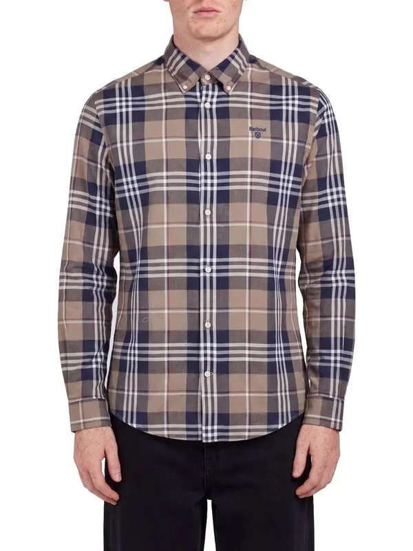 Barbour Long-sleeved Tartan Cotton Shirt With Button-down Collar - Brown