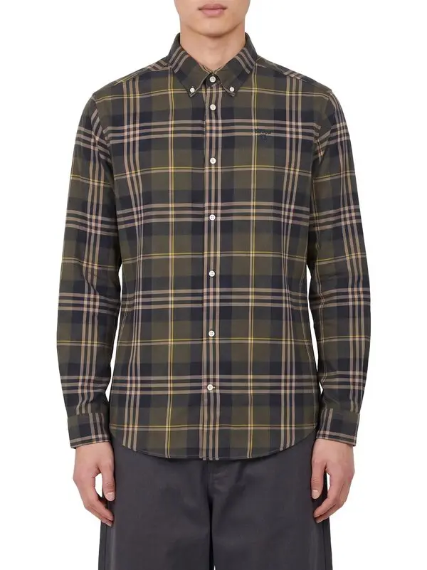 Barbour Long-sleeved Tartan Cotton Shirt With Button-down Collar - Green