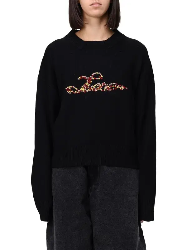 Paul Smith Embroidered-logo Merino Wool Crewneck Jumper - Black