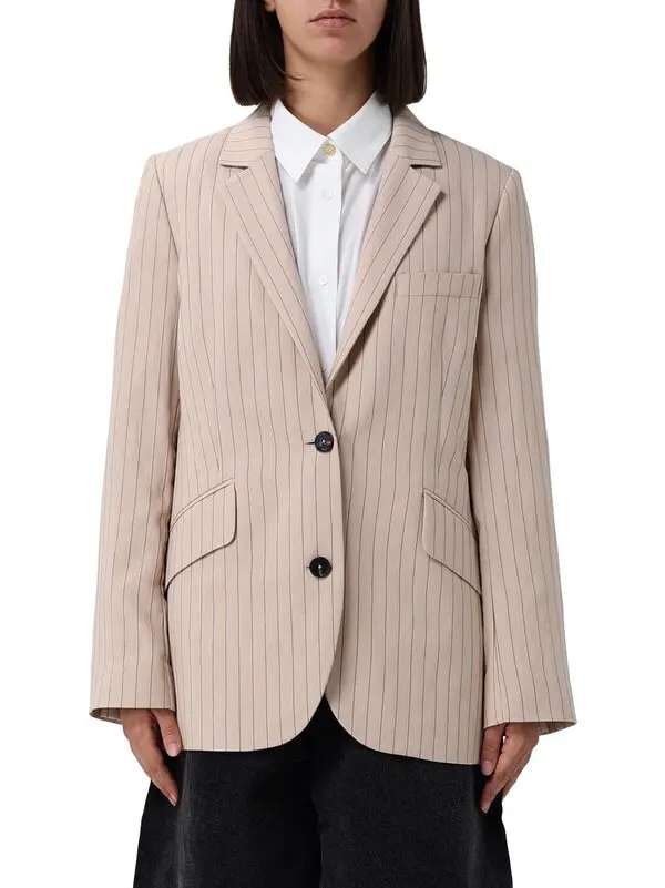 Paul Smith Pinstriped Viscose Single-breasted Blazer With Lapel Collar - Beige