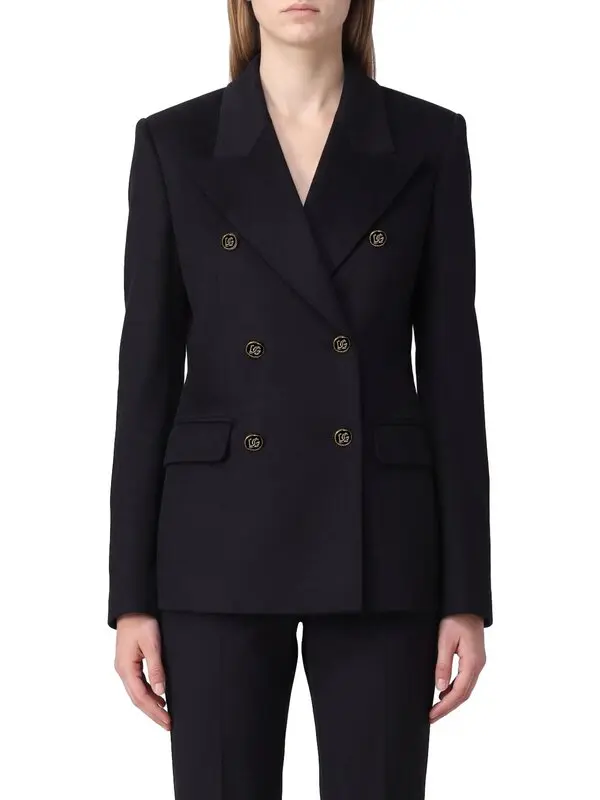 Dolce & Gabbana Double-breasted Pure Virgin Wool Blazer With Peak Lapels - Black