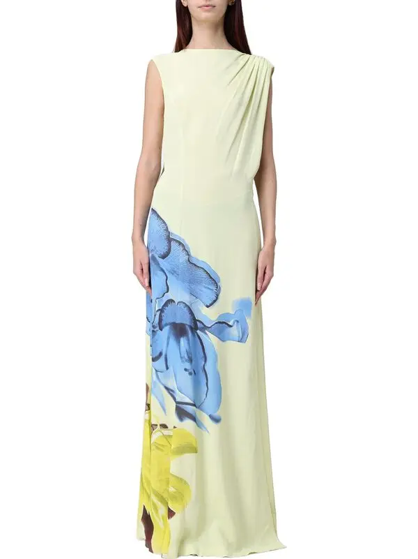 Paul Smith Floral-print Viscose Jersey Long Ceremony Gown - Yellow
