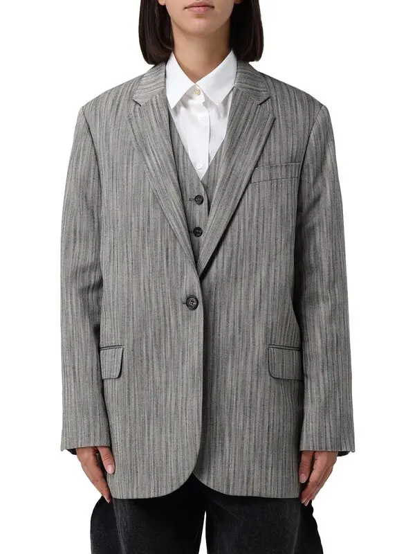 Paul Smith Relaxed-fit Striped Viscose Blazer With Oversized Shoulders - Grey