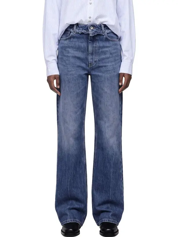 Rabanne Mid-rise Flared Jeans In Cotton Denim With Five-pocket Design - Blue