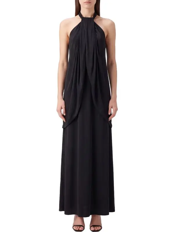 Stella McCartney Halter Neck Slim Fit Long Evening Gown In Jersey - Black