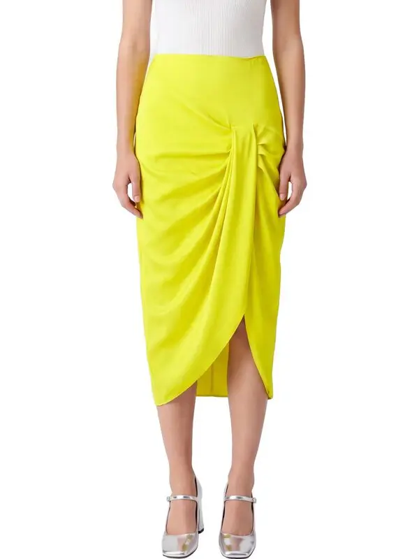 Stella McCartney Draped Jersey Midi Pencil Skirt With High Waist And Asymmetrical Hem - Yellow