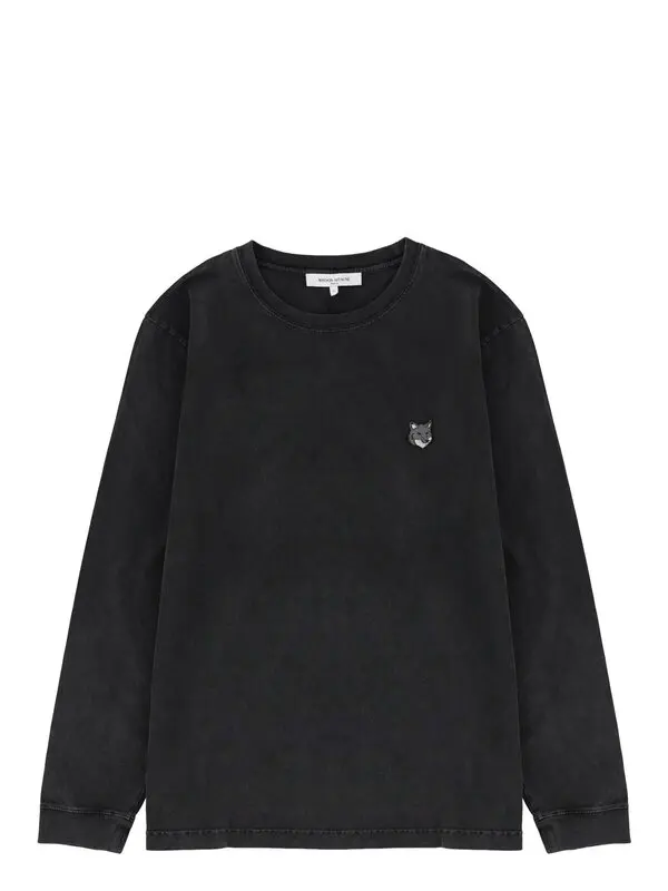 Maison Kitsuné T-shirt "fox Head" A Manica Lunga - Black