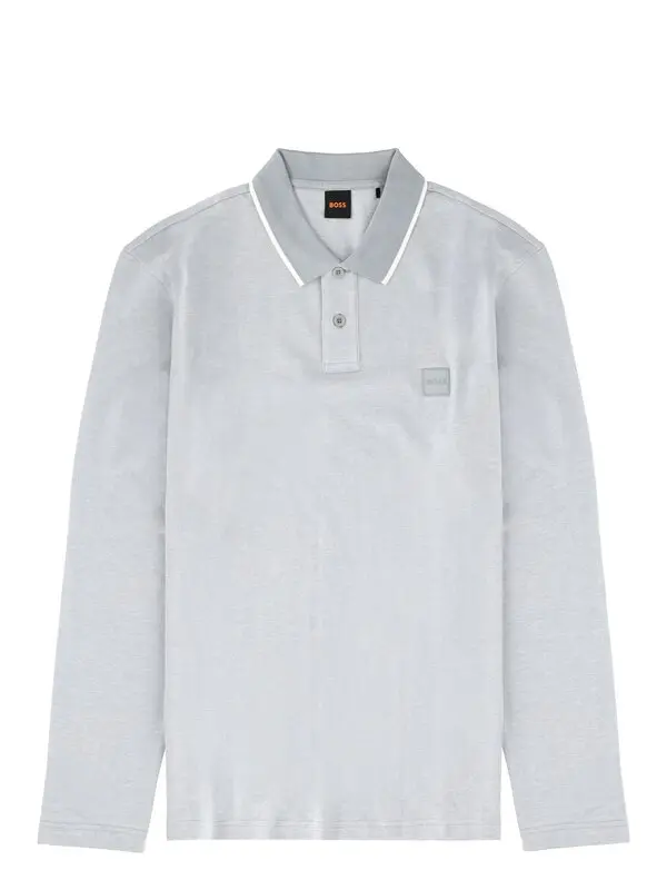 BOSS Polo A Manica Lunga Con Logo - Grey
