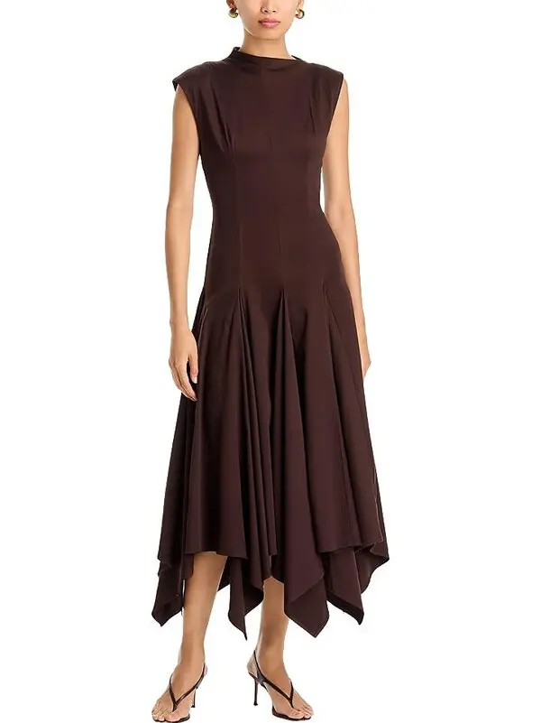 Black Halo Eloidie Handkerchief Hem Sleeveless Dress - Sable