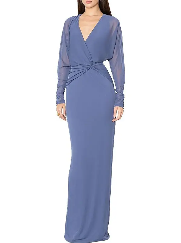 Black Halo Aurora Draped Gown - Slate