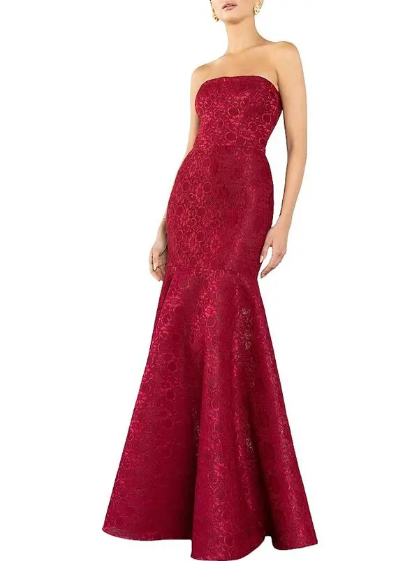 Black Halo Kristy Lace Strapless Gown - Rouge