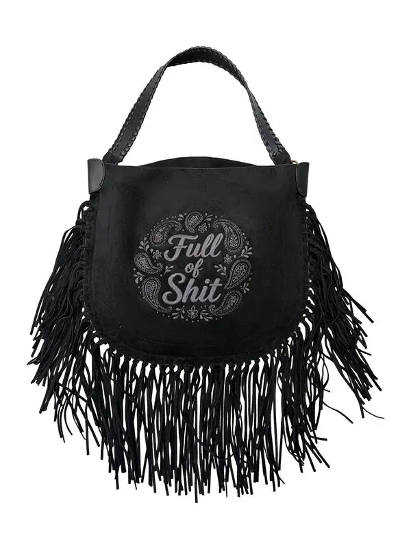 LILLY LOVES Full Of Shit Paisley Tassel Handbag - Black