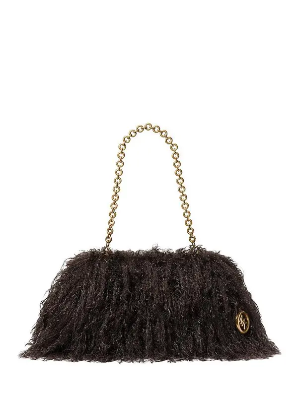Michael Kors Goldie Cloud Faux Fur Frame Clutch - Chocolate