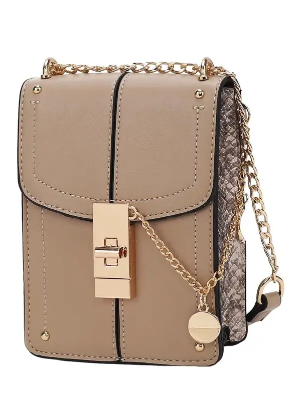 MKF COLLECTION BY MIA K. Neutrals Iona Crossbody Bag Taupe - Black/yellow