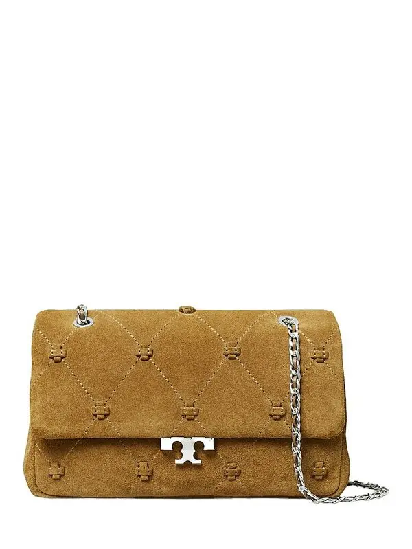 Tory Burch Bunny Knot Small Suede Shoulder Bag - Toffee