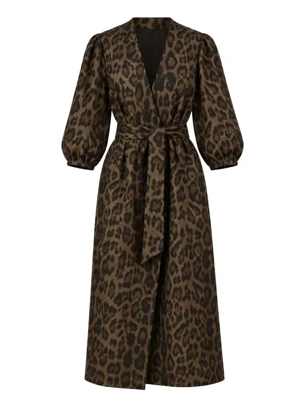 TRAFFIC PEOPLE Brown / Black Bet Lynch Lives Black Brown Leopard Print Duster Wrap Coat - Brown/black
