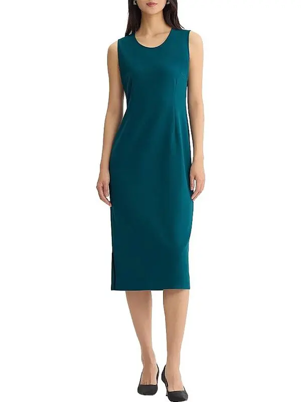 Ming Wang Stretch Deco Crepe Sheath Midi Dress - Deep Teal
